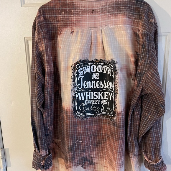 Arrow | Tops | Upcycled Bleached Flannel With Tennessee Whisky Decal ...